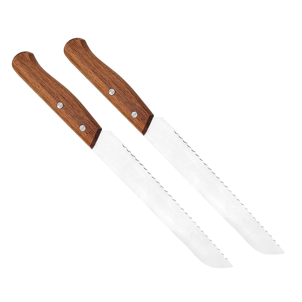 2pcs Stainless Steel Bread Knife With Wooden Handle For Slicing Crusty ...