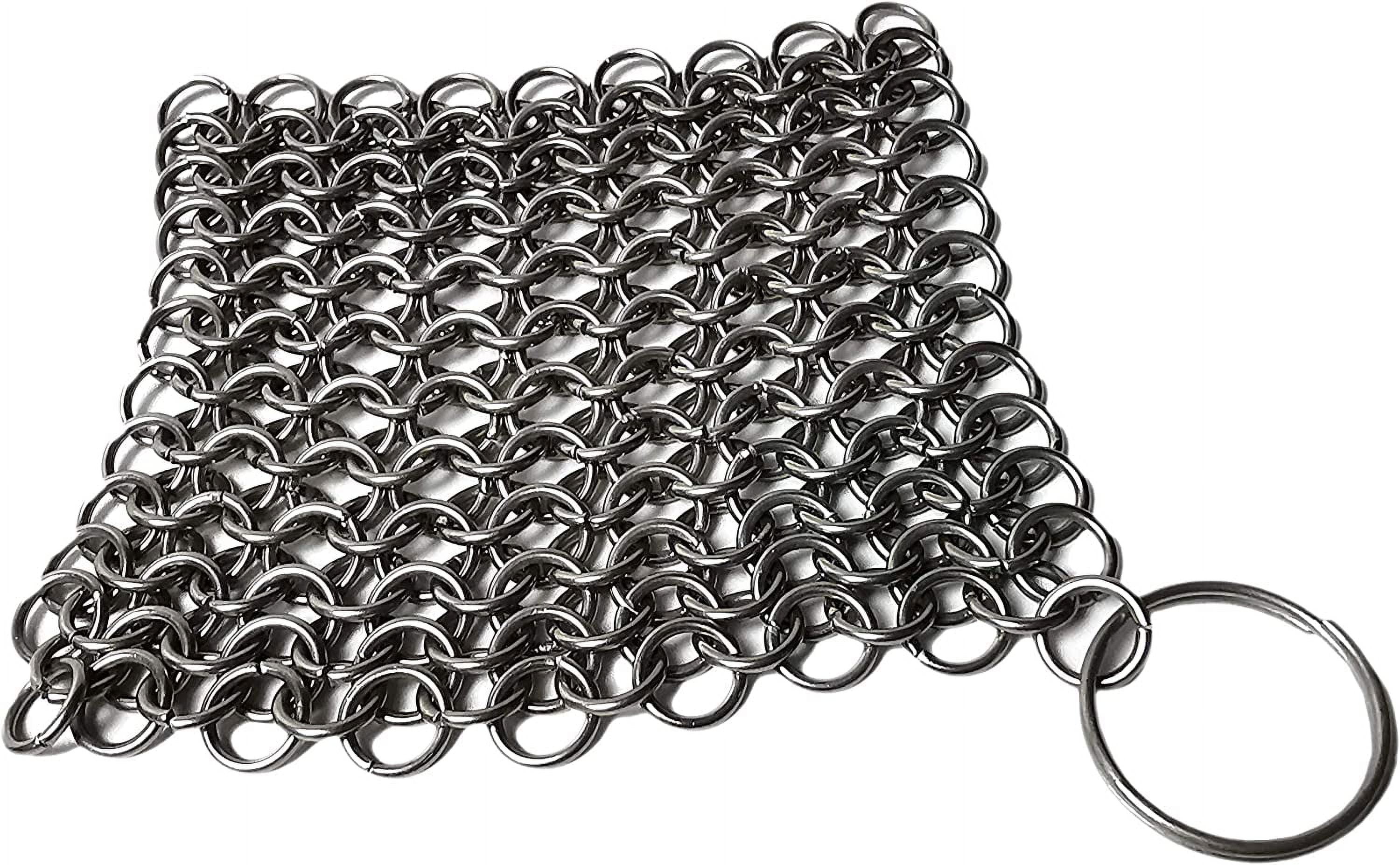 2pcs Stainless Steel Cast Iron Cleaner, Chainmail Cast Iron Scrubber ...
