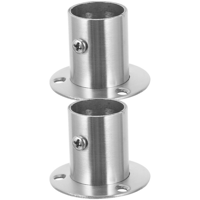 2pcs Stainless Steel Closet Rod Flange Socket Useful Closet Rod Support ...