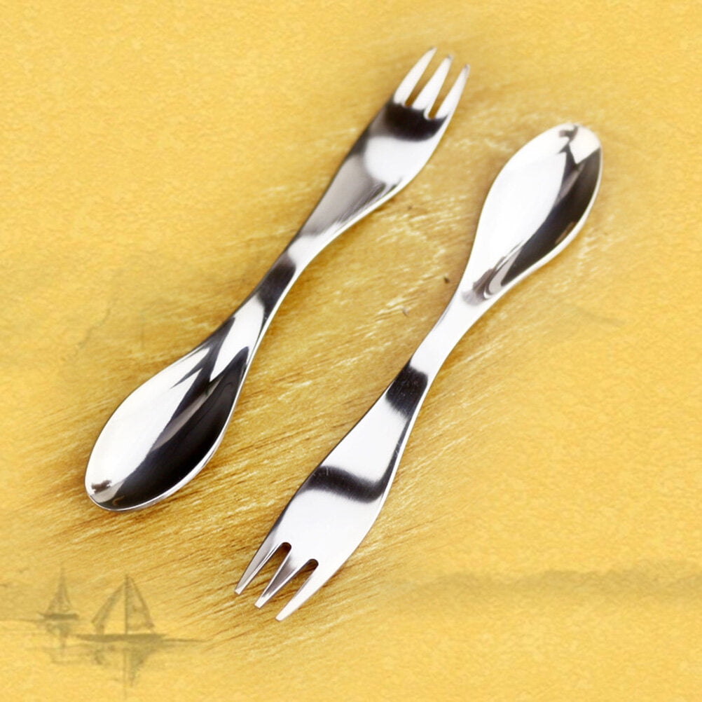 2pcs Stainless Steel Double-ended Spork Multifunction Fork Spoon ...