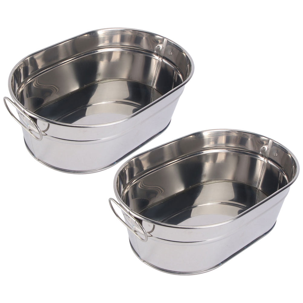 2pcs Stainless Steel Food Buckets Seafood Storage Bucket French Fries ...