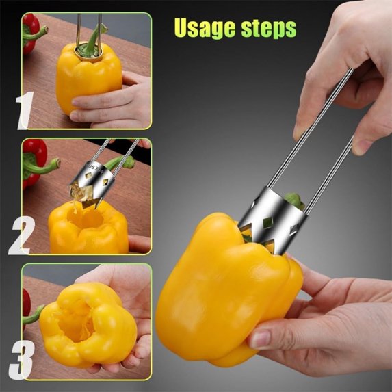 2pcs Stainless Steel Fruit Corer, Red Pepper Seed Remover, Vegetable ...