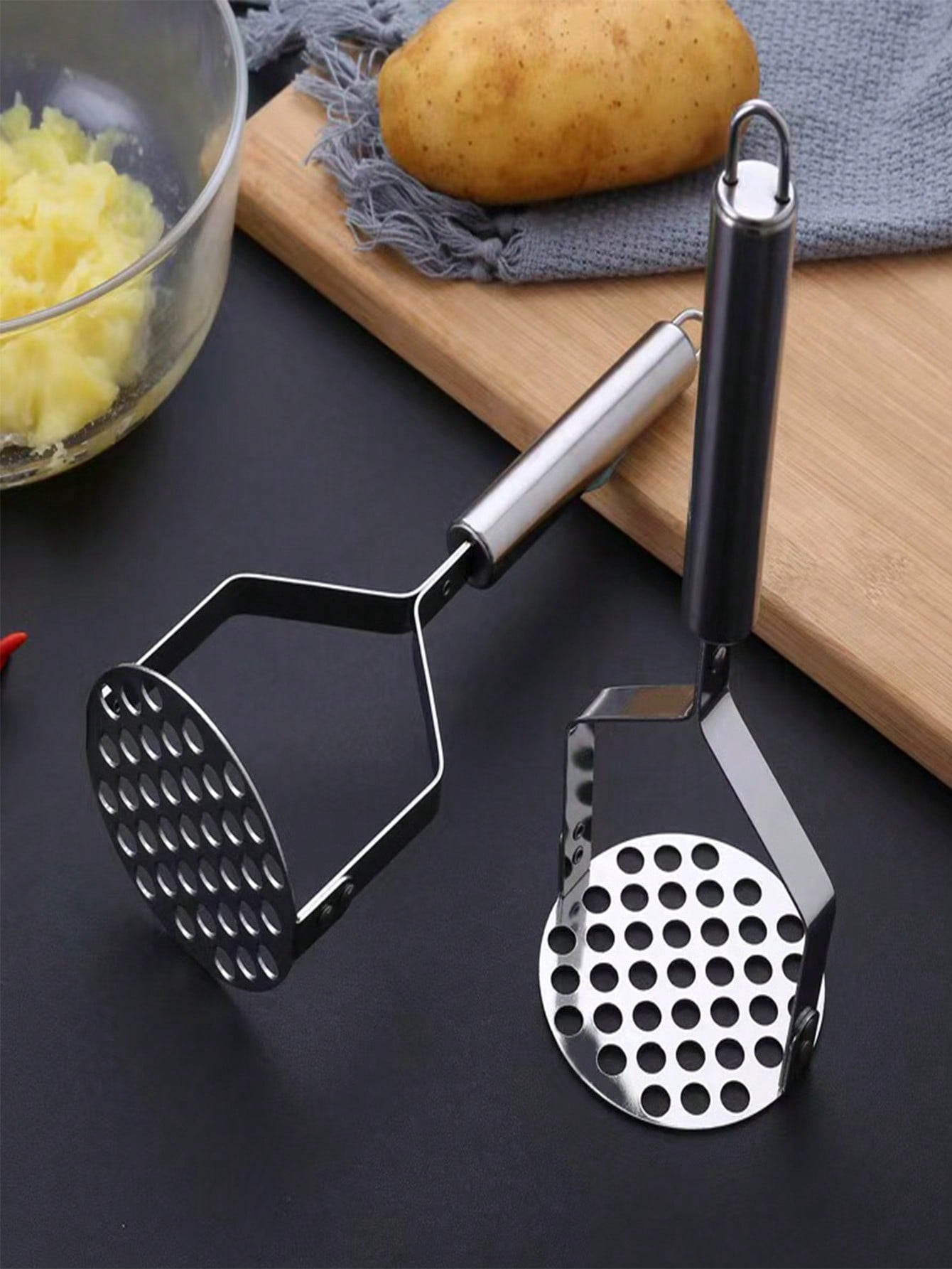 2pcs Stainless Steel Potato Masher Home Mashed Potato Ricer Kitchen ...