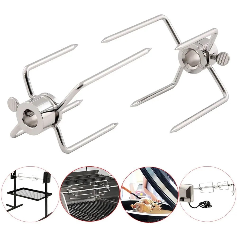 2pcs Stainless Steel Rotisserie Meat Forks Clamp Grill Meatpicks ...