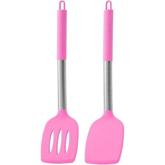 2pcs Stainless Steel & Silicone Stir Fry Spatula Set - Suitable Cooking ...
