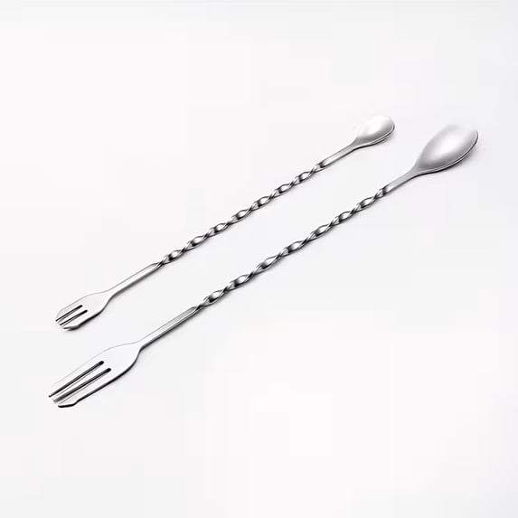 2pcs Stainless Steel Stirring Spoon Set - 26cm & 32cm Long Bar Spoons ...