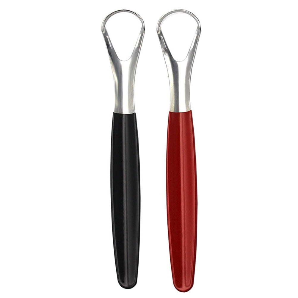2pcs Stainless Steel Tongue Scrapers for Oral Cleaning with Non-Slip ...