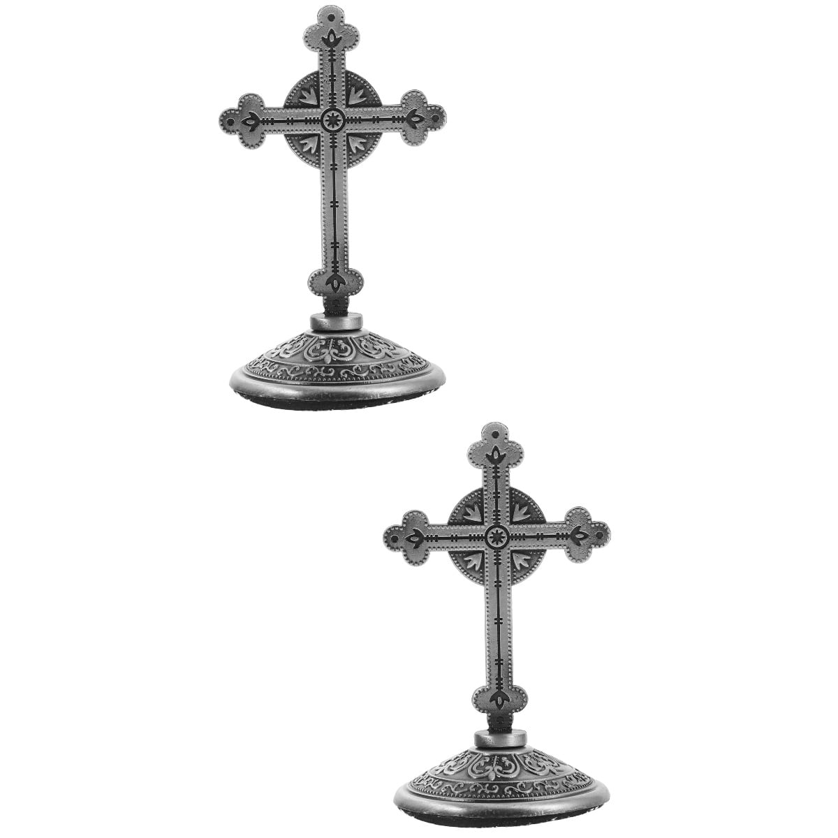 2pcs Standing Crucifix with Adhesive Base Tabletop Metal Catholic Cross ...