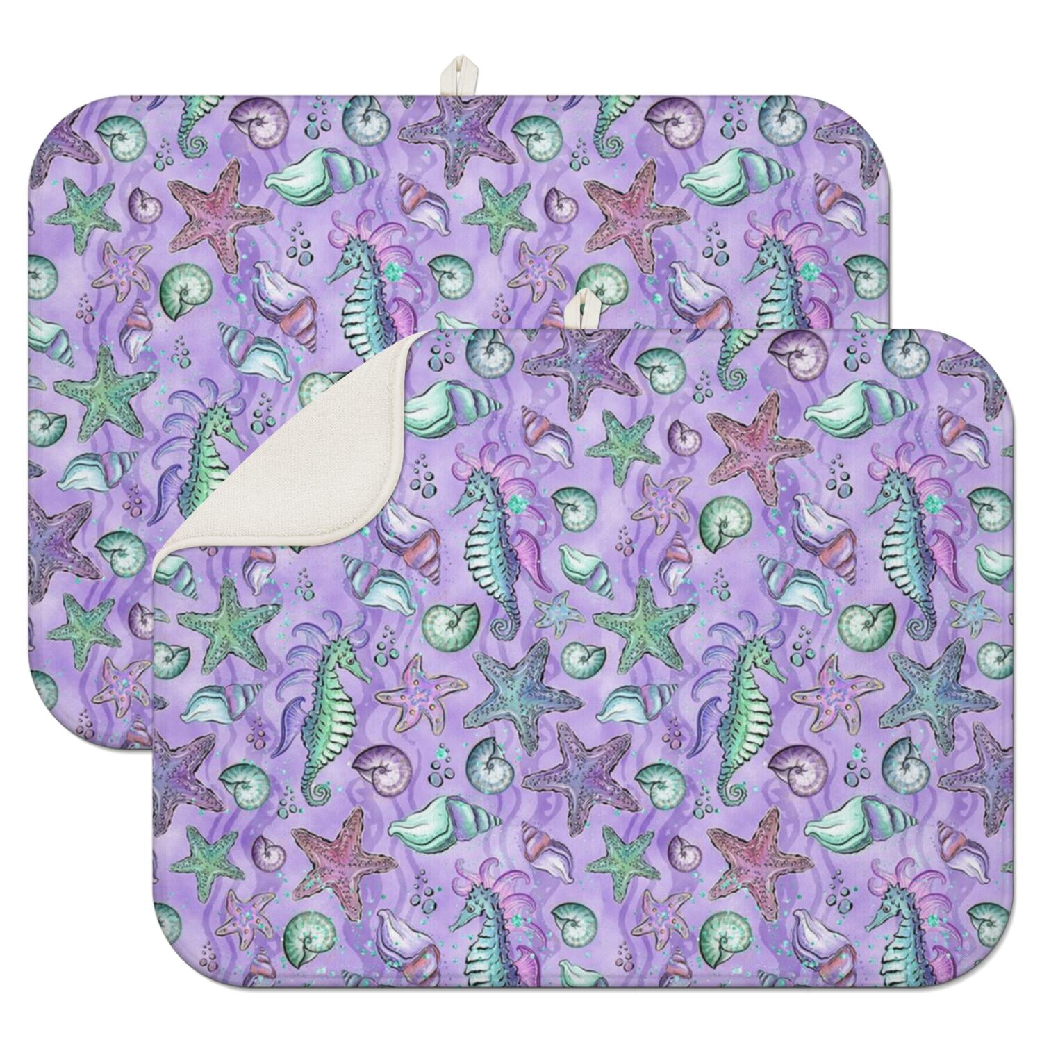 2pcs Starfish and Underwater Coral Reef Drying Mat Super Absorbent ...