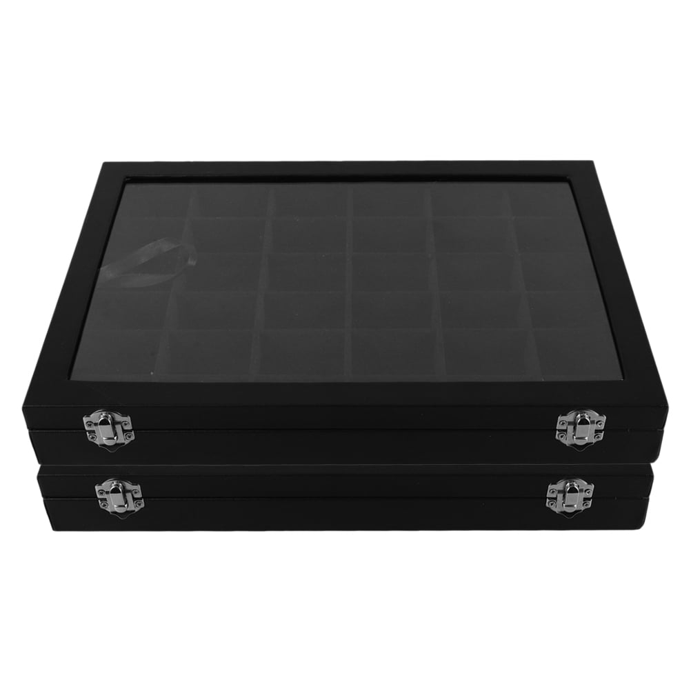 2pcs Stone Display Organizer Crystal Collection Box with Lid for Kids ...