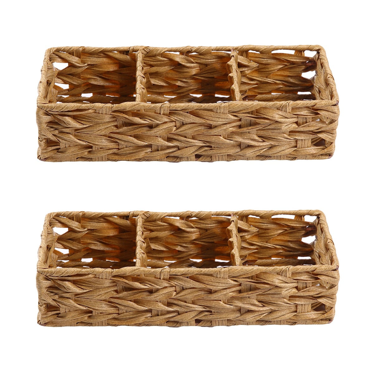 Eease 2pcs Decorative Storage Basket 3-compartment Woven Storage Basket ...