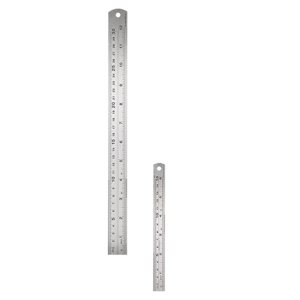 2pcs Straight Rulers Stainless Steel Drawing Rulers Measuring Tools for ...