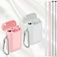2pcs, Straw, Collapsible Reusable Silicone Straws, Portable Folding ...