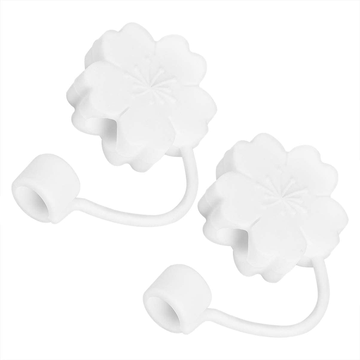 2pcs Straw Tips Cover Silicone Flower Drinking Straw Caps Reusable ...