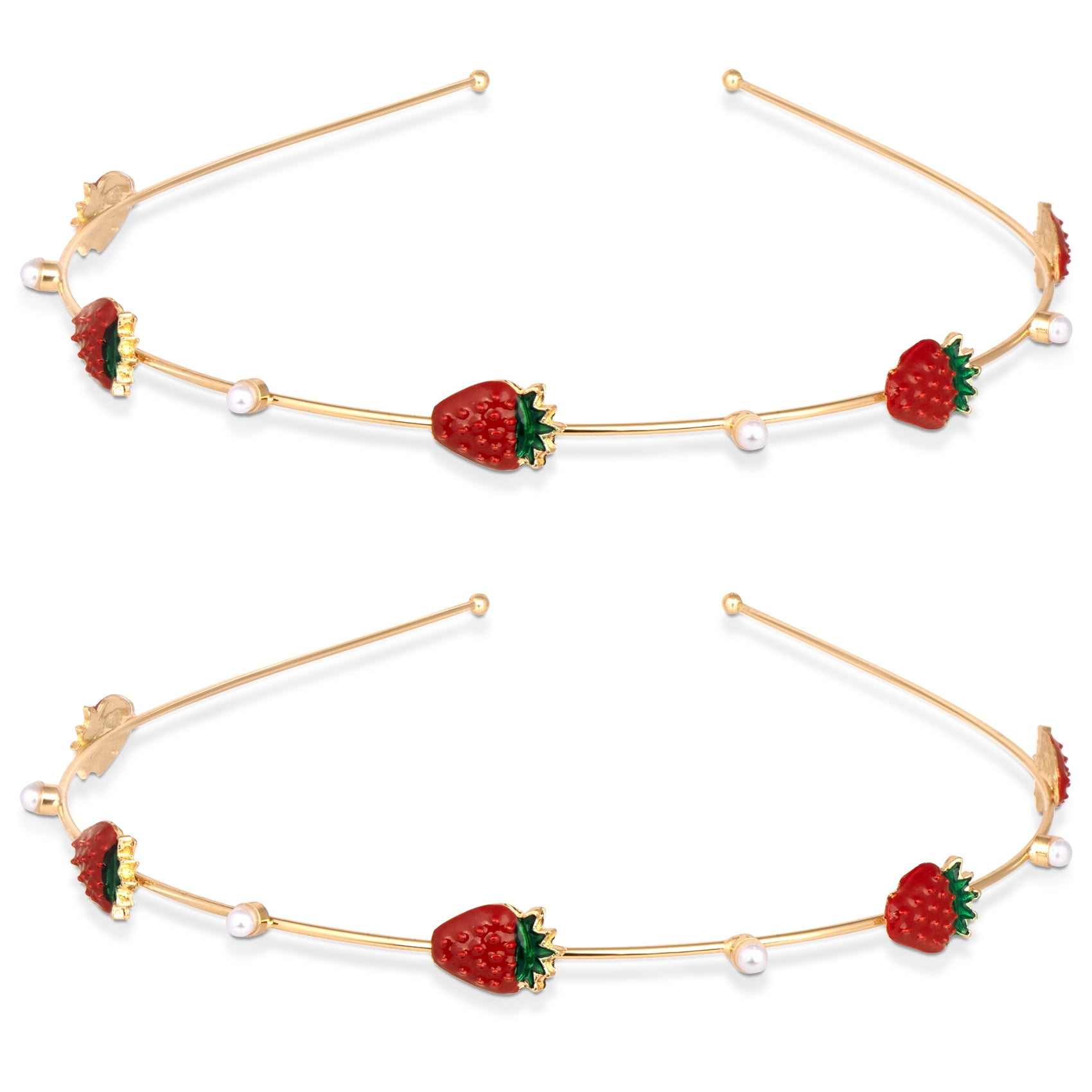 2pcs Strawberry Headbands Gold Mermaid Headpieces Summer Pearl Hair Hoop - Walmart.com