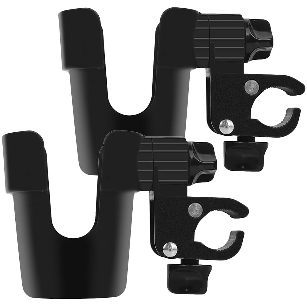 2pcs Cup Holder for Baby Stroller Bike Wheelchair with Fully Adjustable Clamp for Storage Black ...