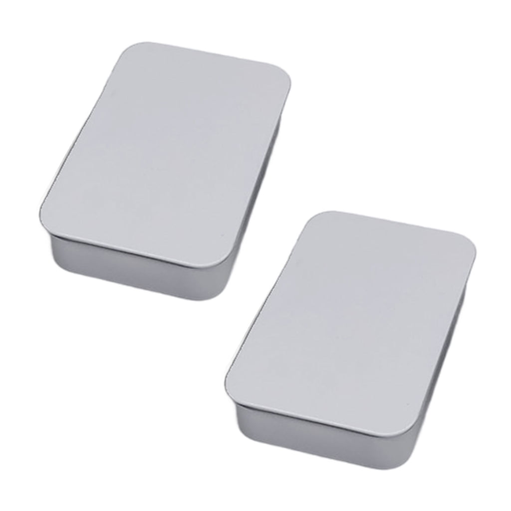 2pcs Sturdy Sliding Lid Tin Containers for Portable Home Storage ...