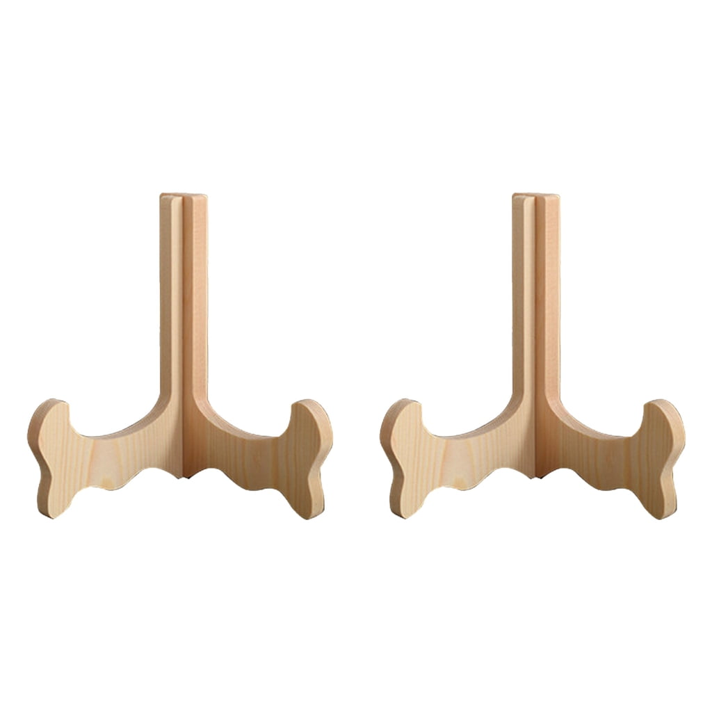 2pcs Sturdy Wood Plate And Sculpture Display Stand With Easy Assembly ...