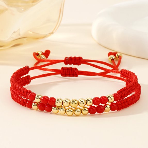 2pcs Style Brass Round Beads Bead Bracelets Acrylic Beaded Bracelets ...