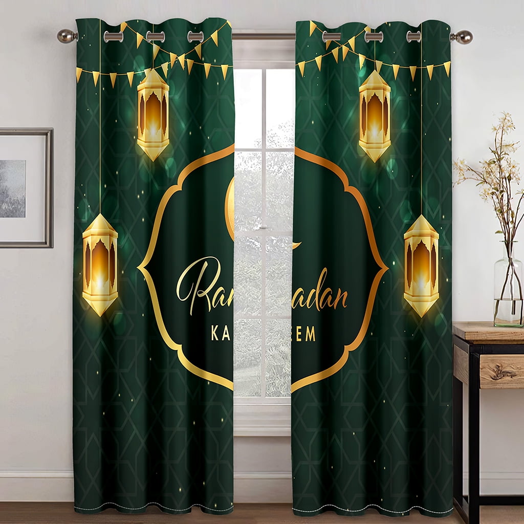 2pcs Stylish Leaf Printed Curtains for Living Room Bedroom and Balcony ...