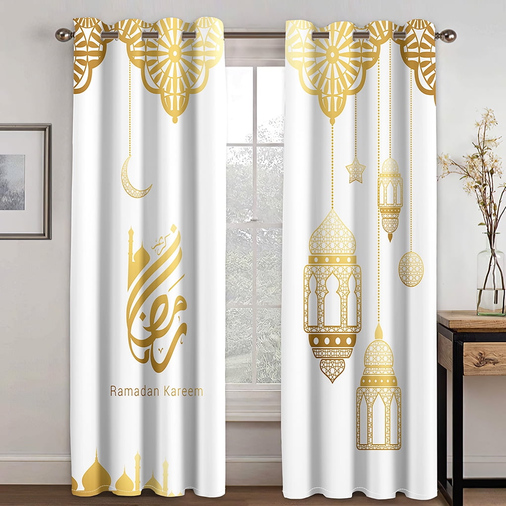 2pcs Stylish Leaf Printed Curtains for Living Room Bedroom and Balcony ...