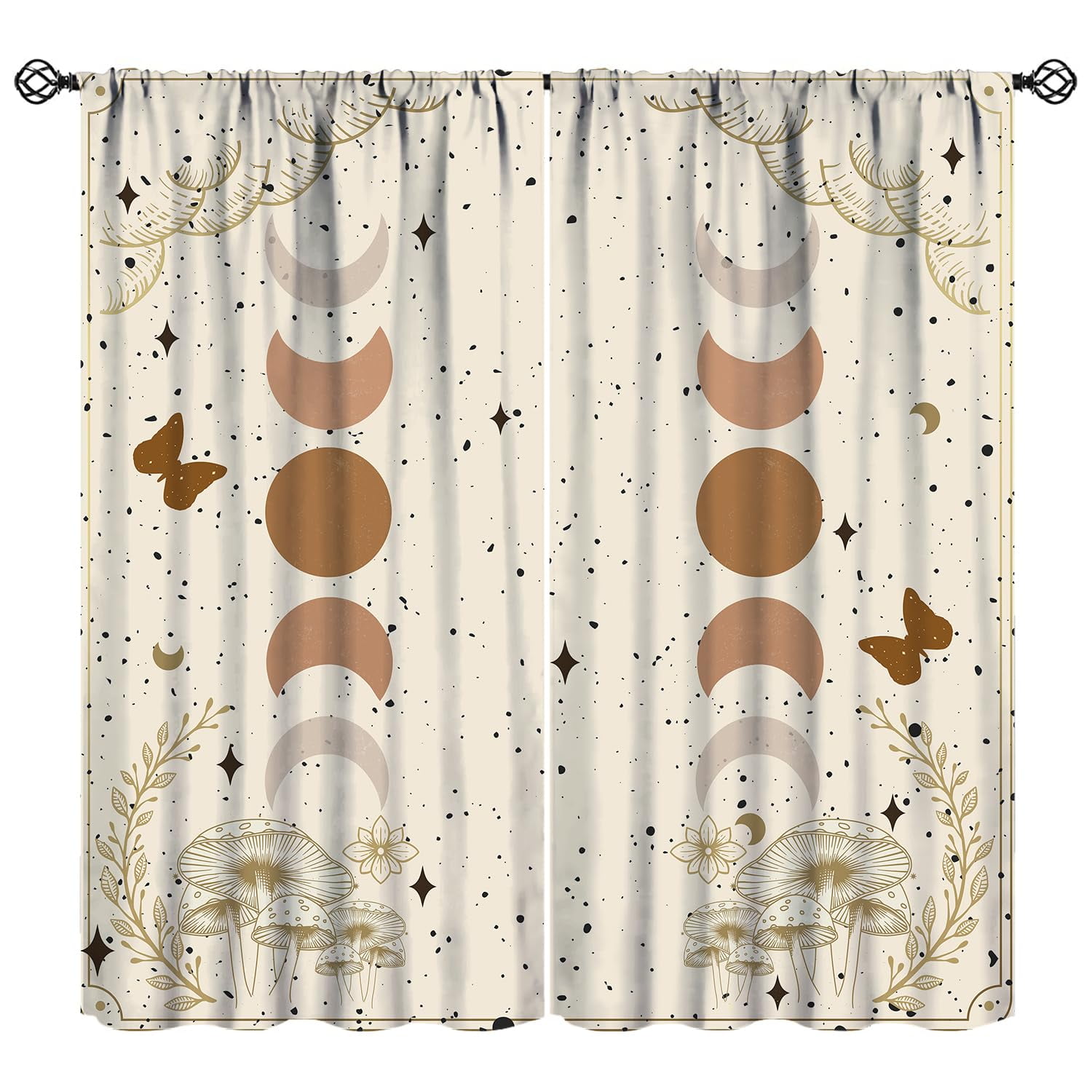 2pcs Sun Moon Curtain tellation Window Curtains Gothic Boho Mandala Curtains For Living Room ...