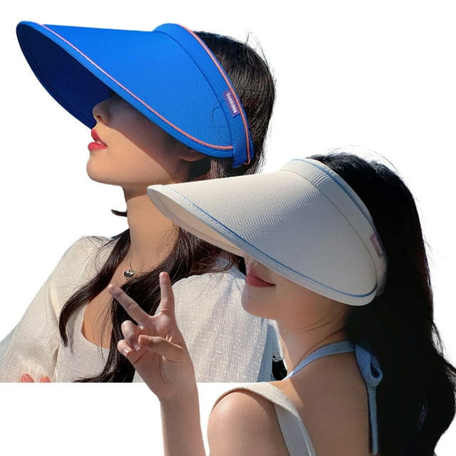 2pcs Sun Visor Hats Wide Brim Visor Hats Adjustable Large Brim Summer ...
