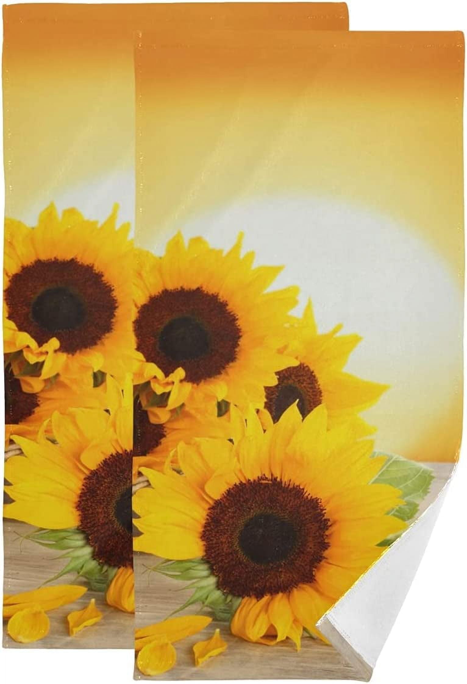 2pcs Sunrise Sunflower Bath Hand Towels Soft High Absorbent Sunflower ...