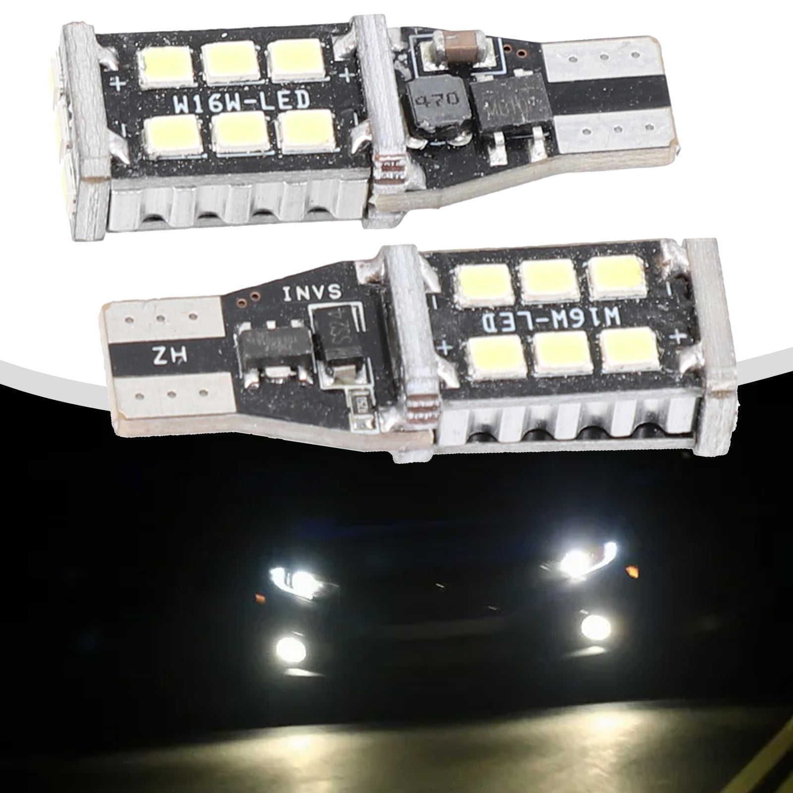 2pcs Super Bright White Canbus LED Bulbs Fit For Car Reverse Lights 912 ...