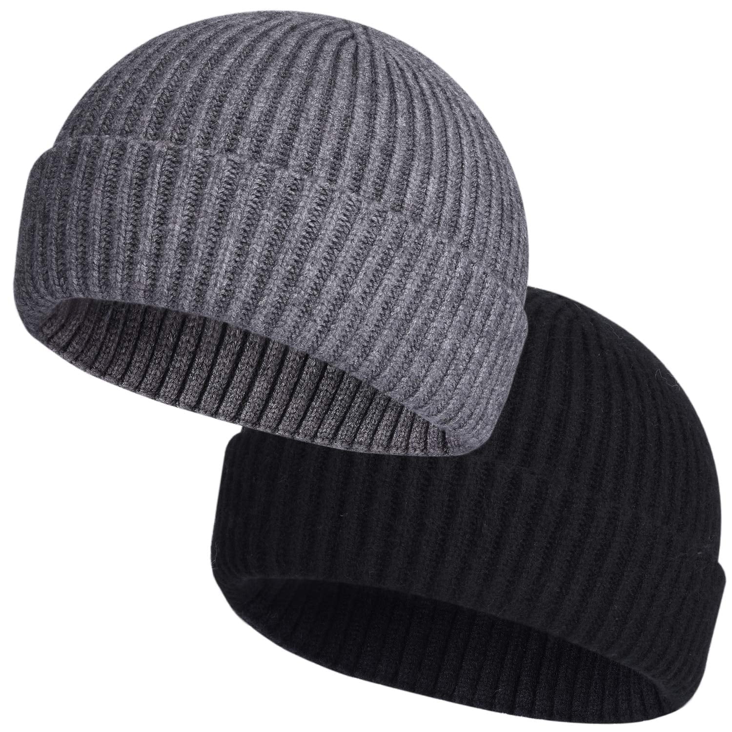 2pcs Swag Wool Fisherman Beanies for Men, Knit Short Watch Cap Winter ...