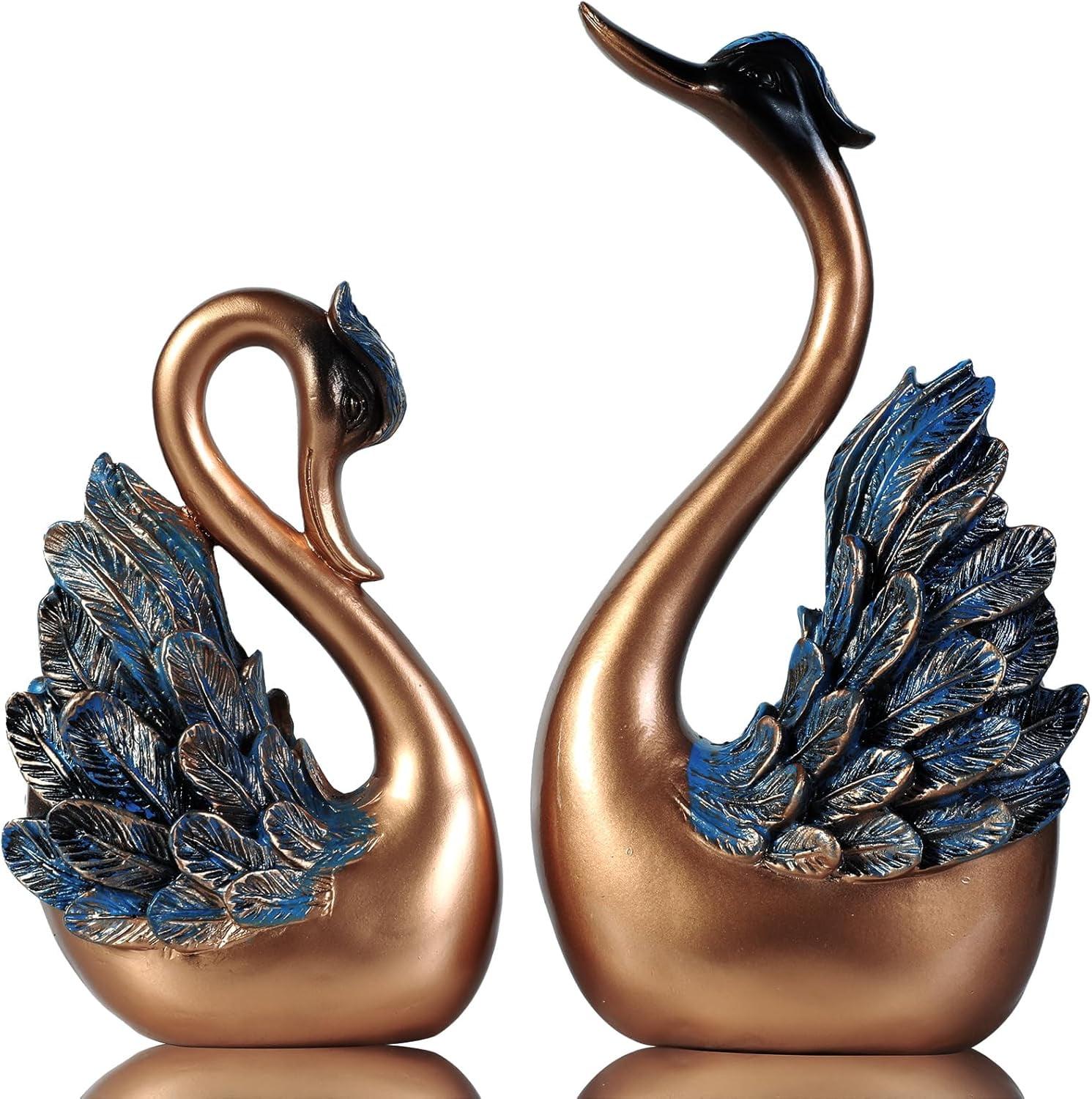 2pcs Swan Statues Couple's Home Decorations for Living Room Decor and ...