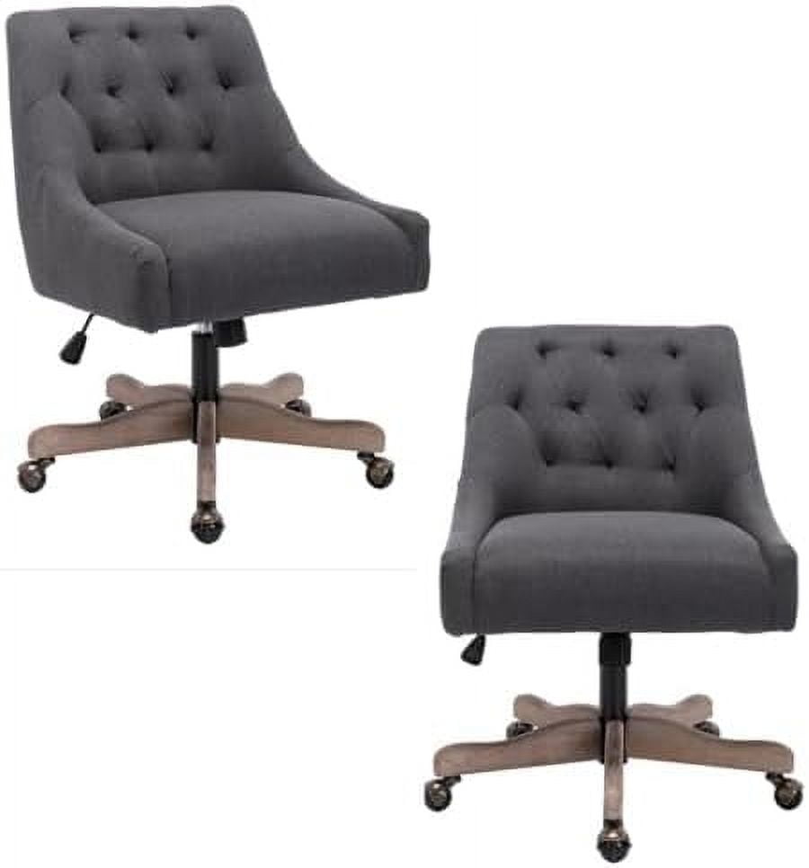 2pcs Swivel Home Office Chairs, Modern Fabric Upholstered Tufted Accent ...