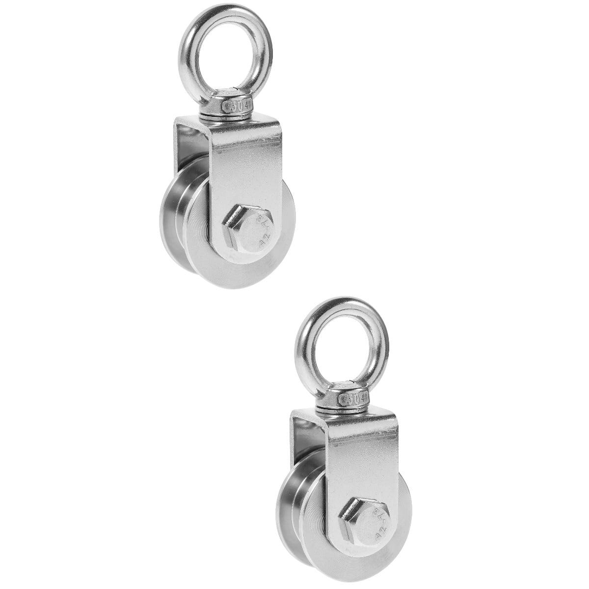 2pcs Swivel Pulley Stainless Steel Rotation Wheel Heavy Duty Traction ...