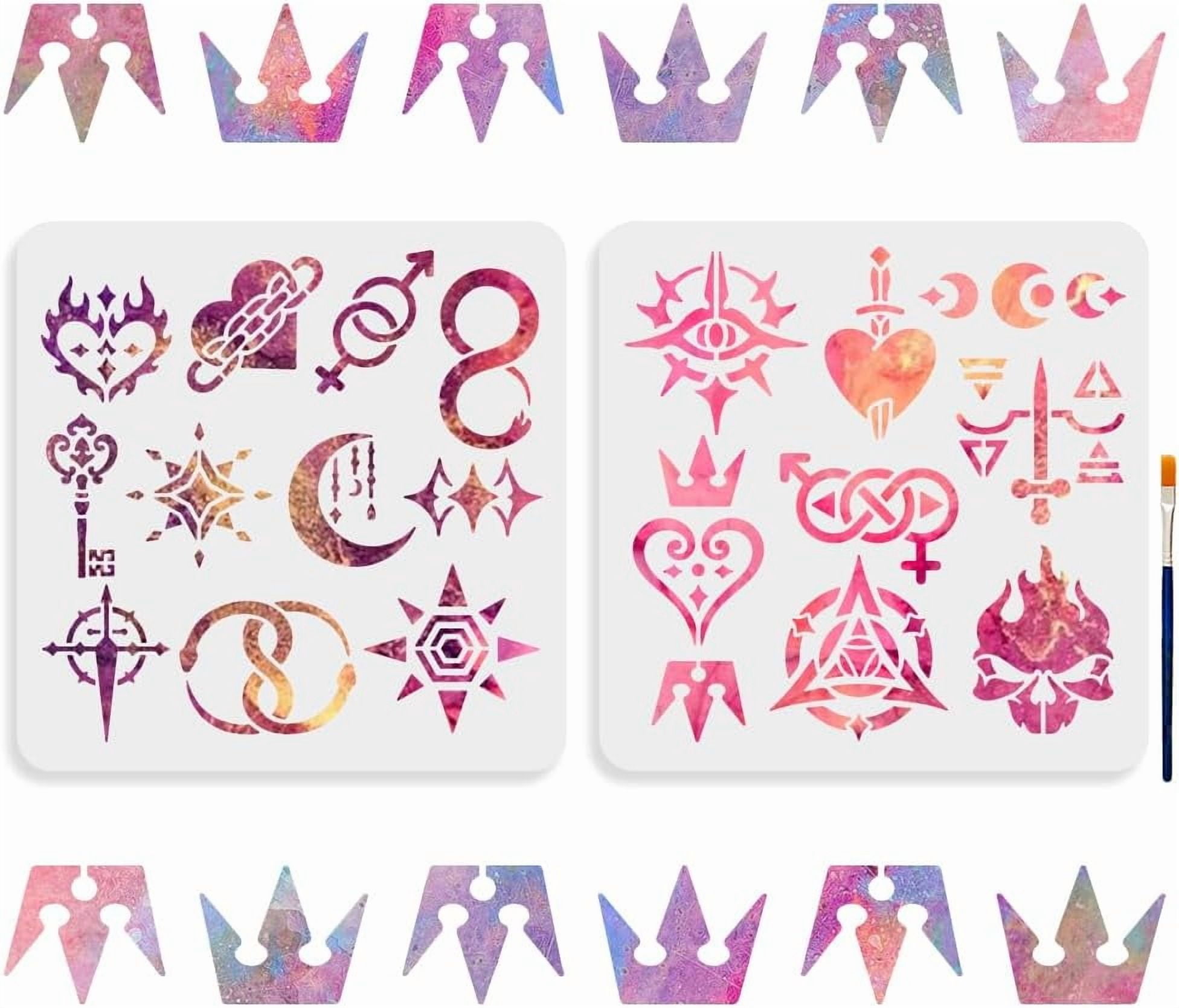 2pcs Tarot Symbols Stencil 11.8×11.8inch Tarot Painting Stencil with ...