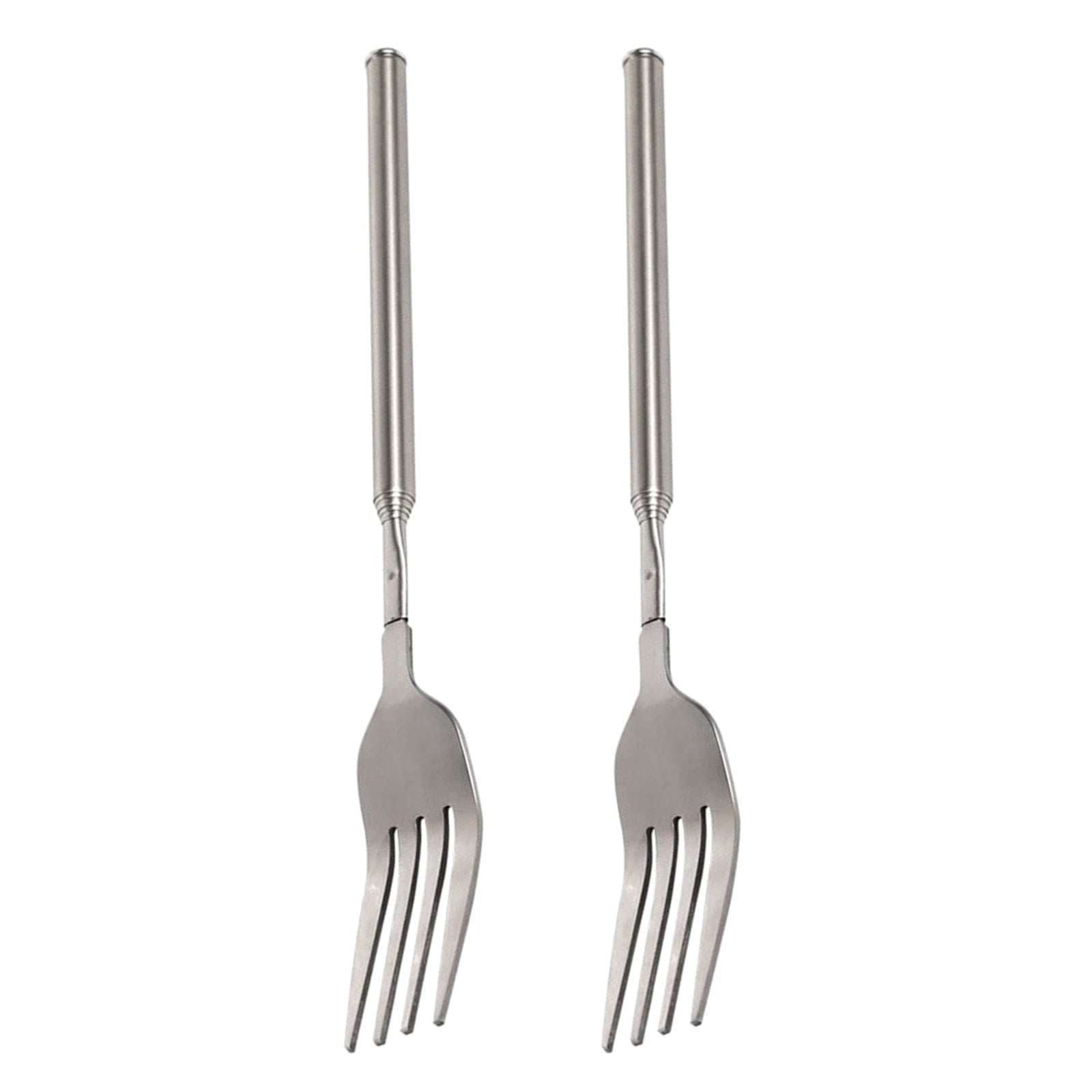 2pcs Telescoping Stainless Steel Forks Spoons Portable Extendable ...