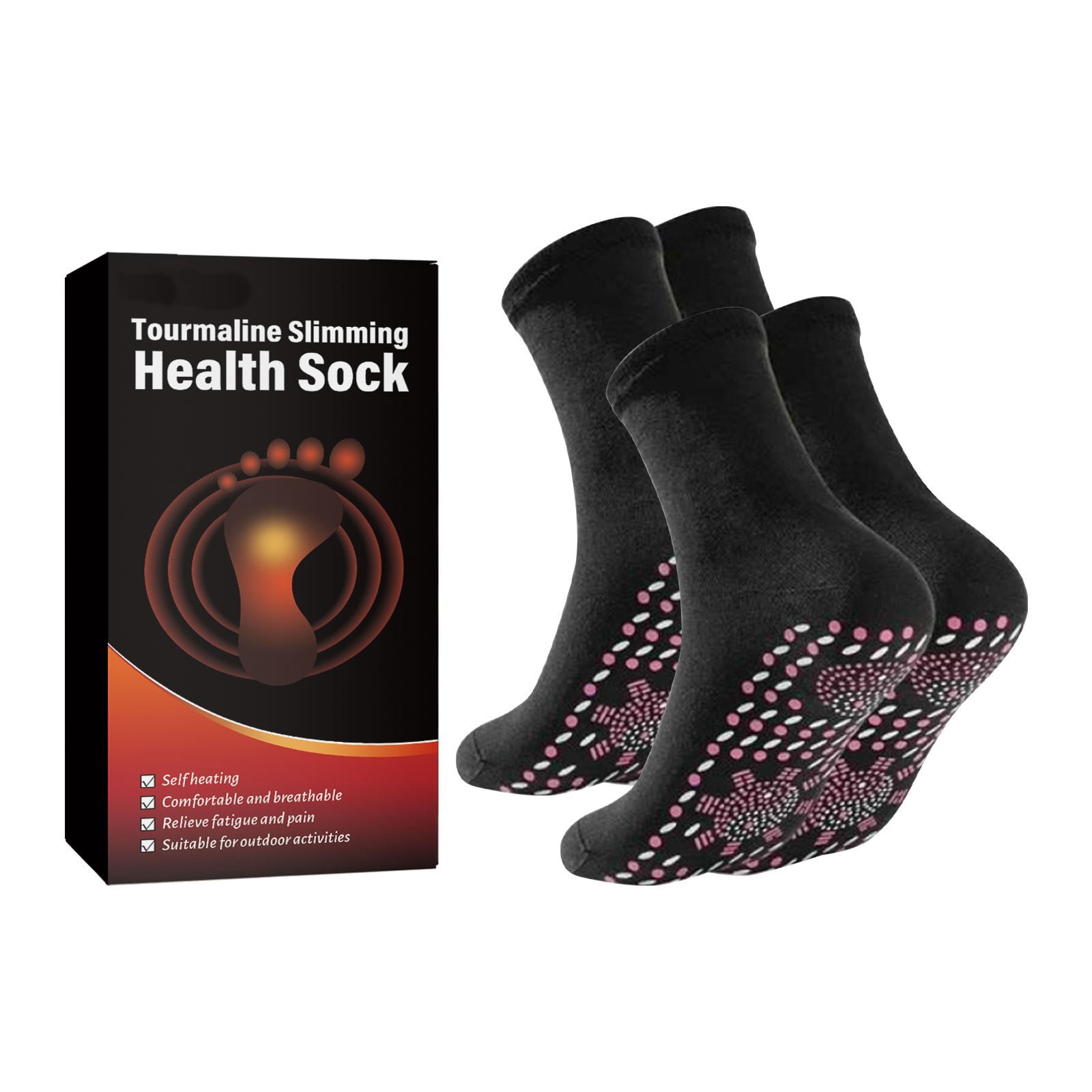 2pcs Tourmaline Self-Heating Shaping Socks Acupressure Foot Massage ...