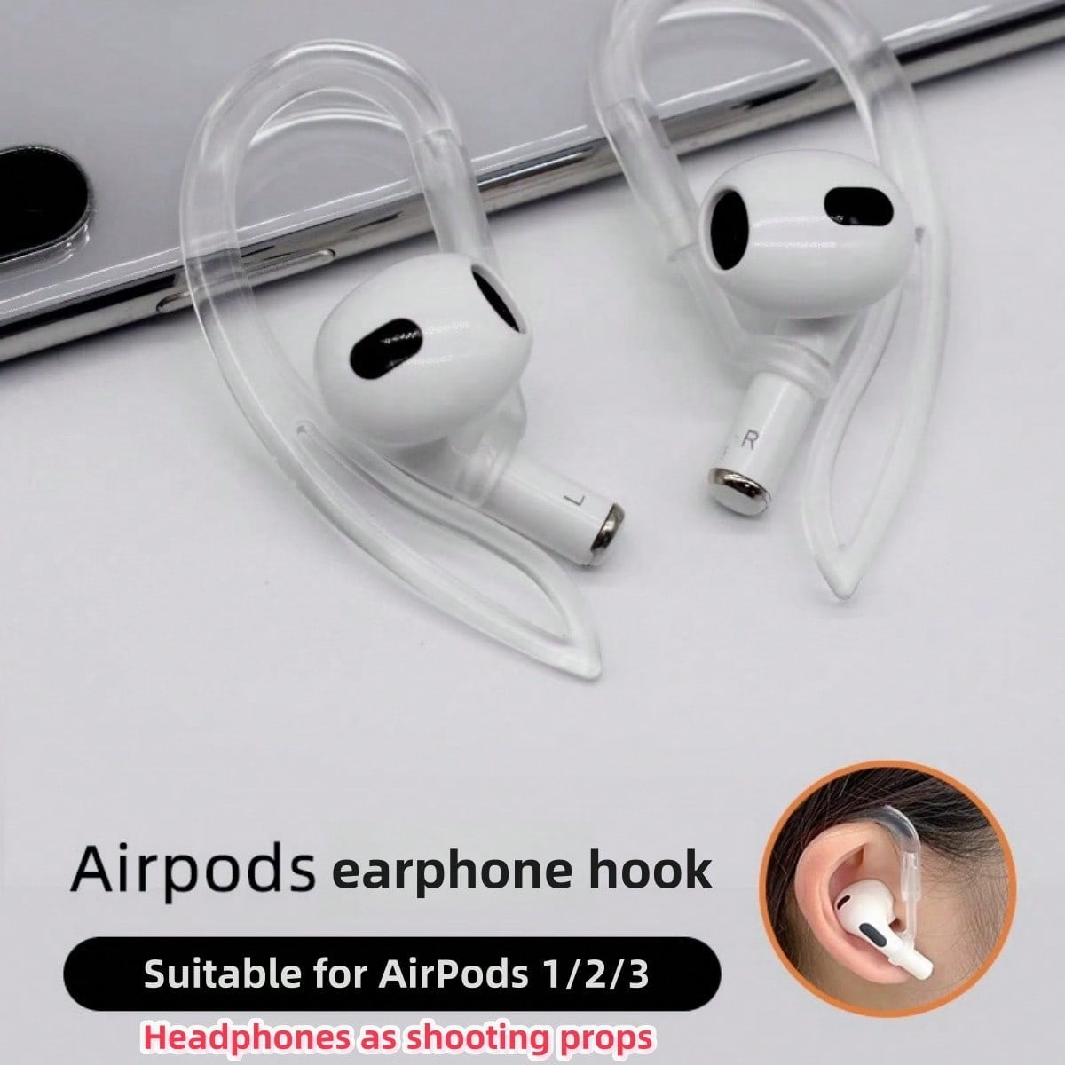 2pcs Transparent Earphone Anti-Lost Ear Hooks Compatible With Apple ...