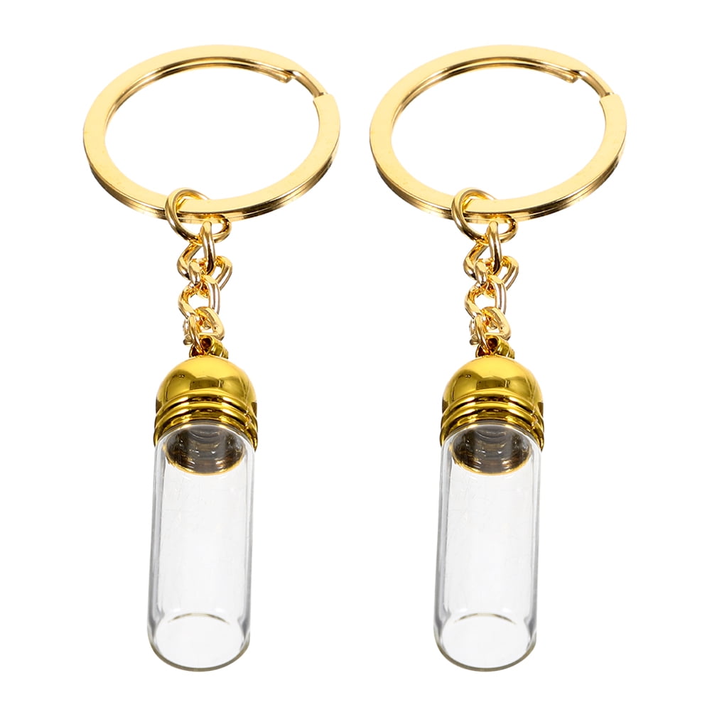2pcs Transparent Glass Bottle Pendant Keychain Small Glass Vials For ...