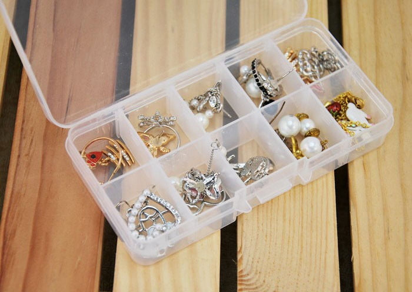 2pcs Transparent Plastic Grid Box Storage Organizer,Adjustable Dividers Travel Small Size Case ...