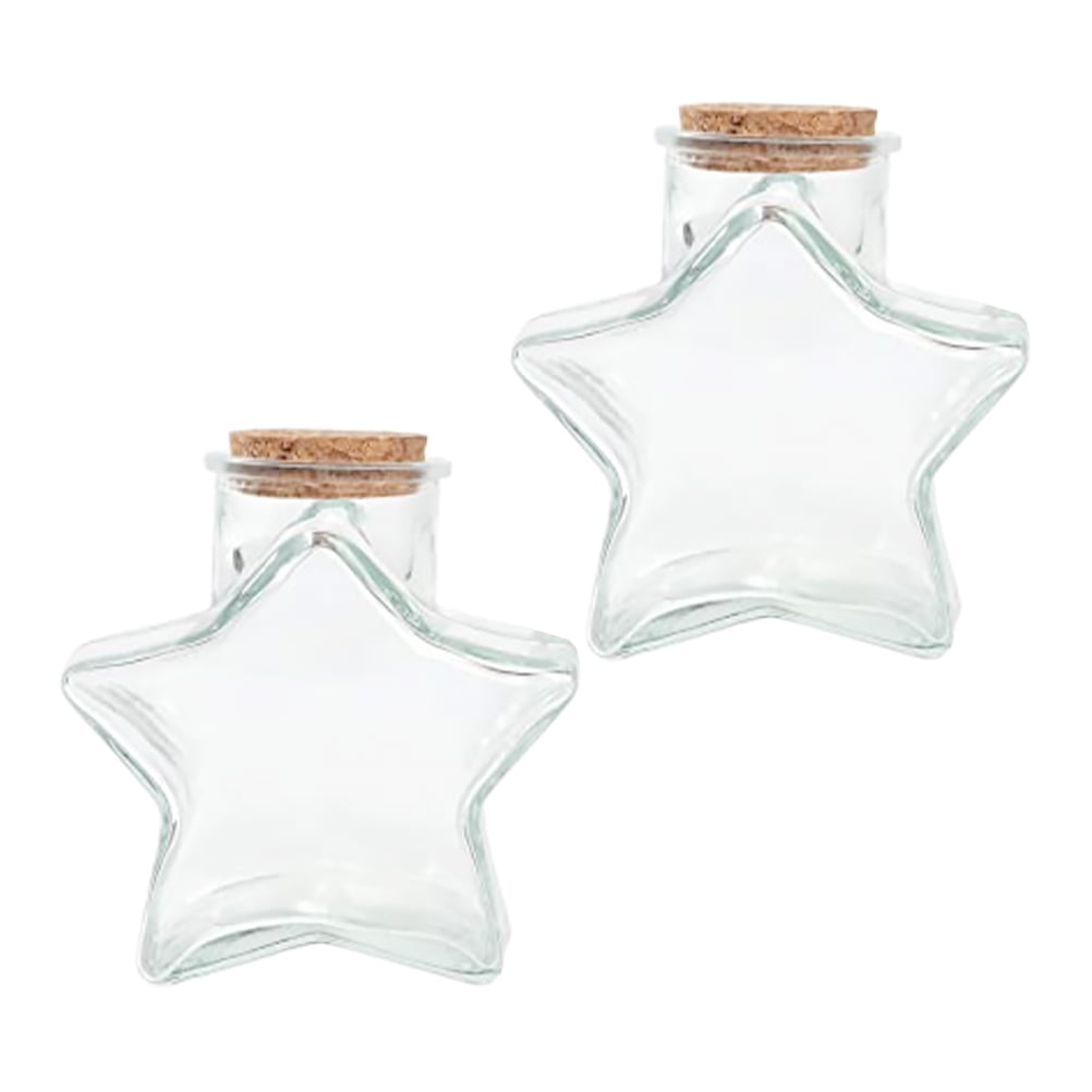 2pcs Star Shaped Glass Jars for DIY Decorative Sand Storage Bottles ...