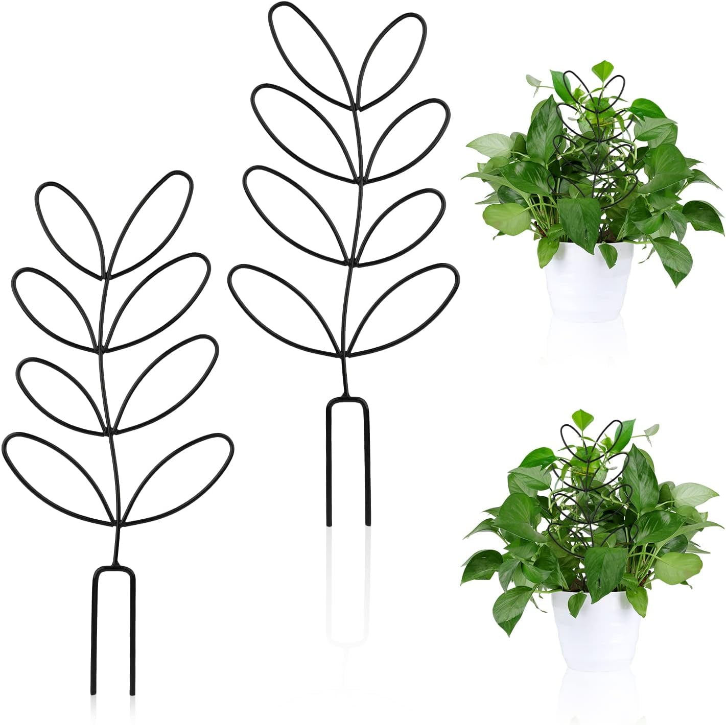 2pcs Trellis for Plants, Small Metal Leaf Shaped Plant Trellis Indoor ...