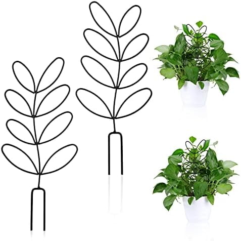 2pcs Trellis for Plants, Small Metal Leaf Shaped Plant Trellis Indoor ...