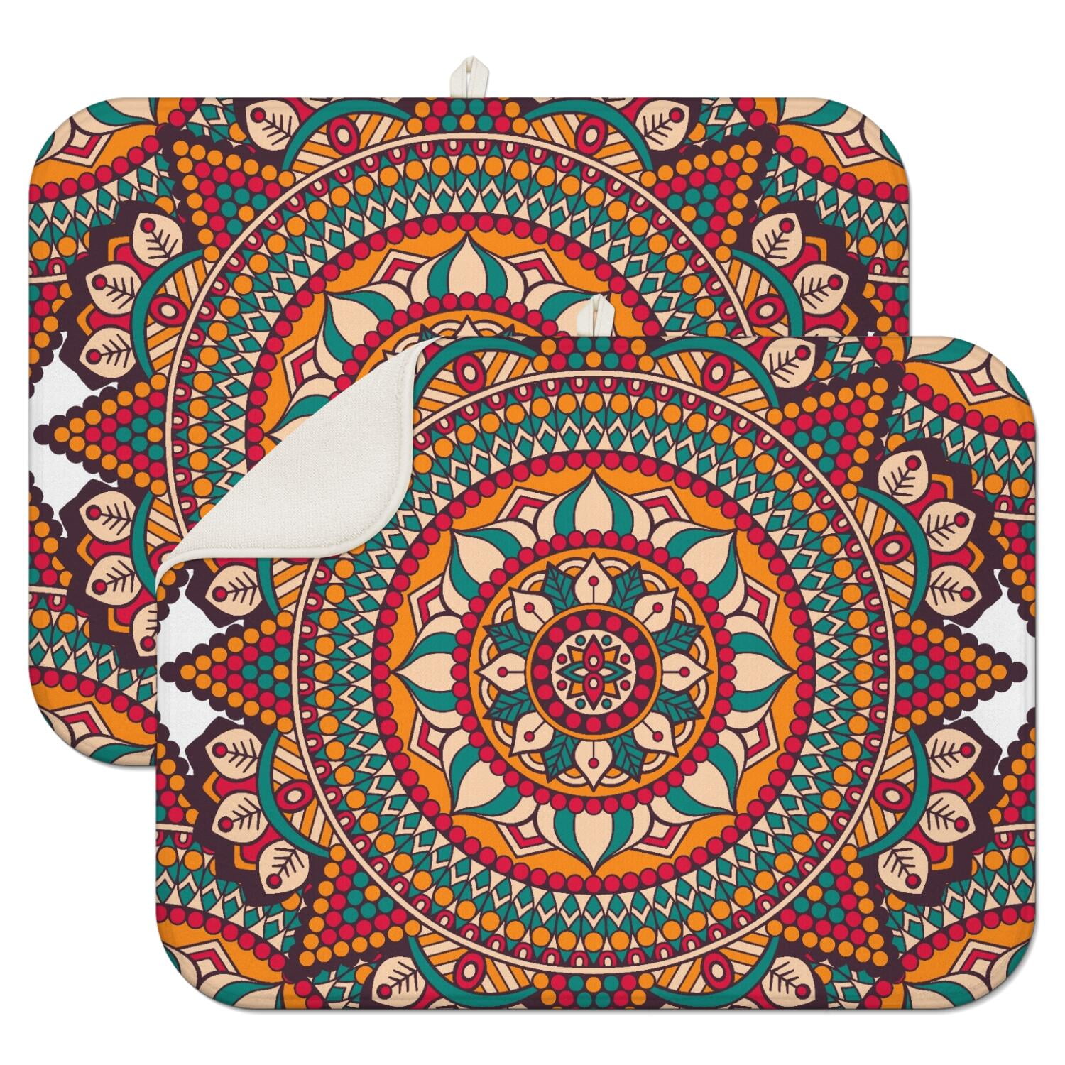2pcs Tribal Sacred Mandala Drying Pad, Exotic Cultural Design, Heat ...