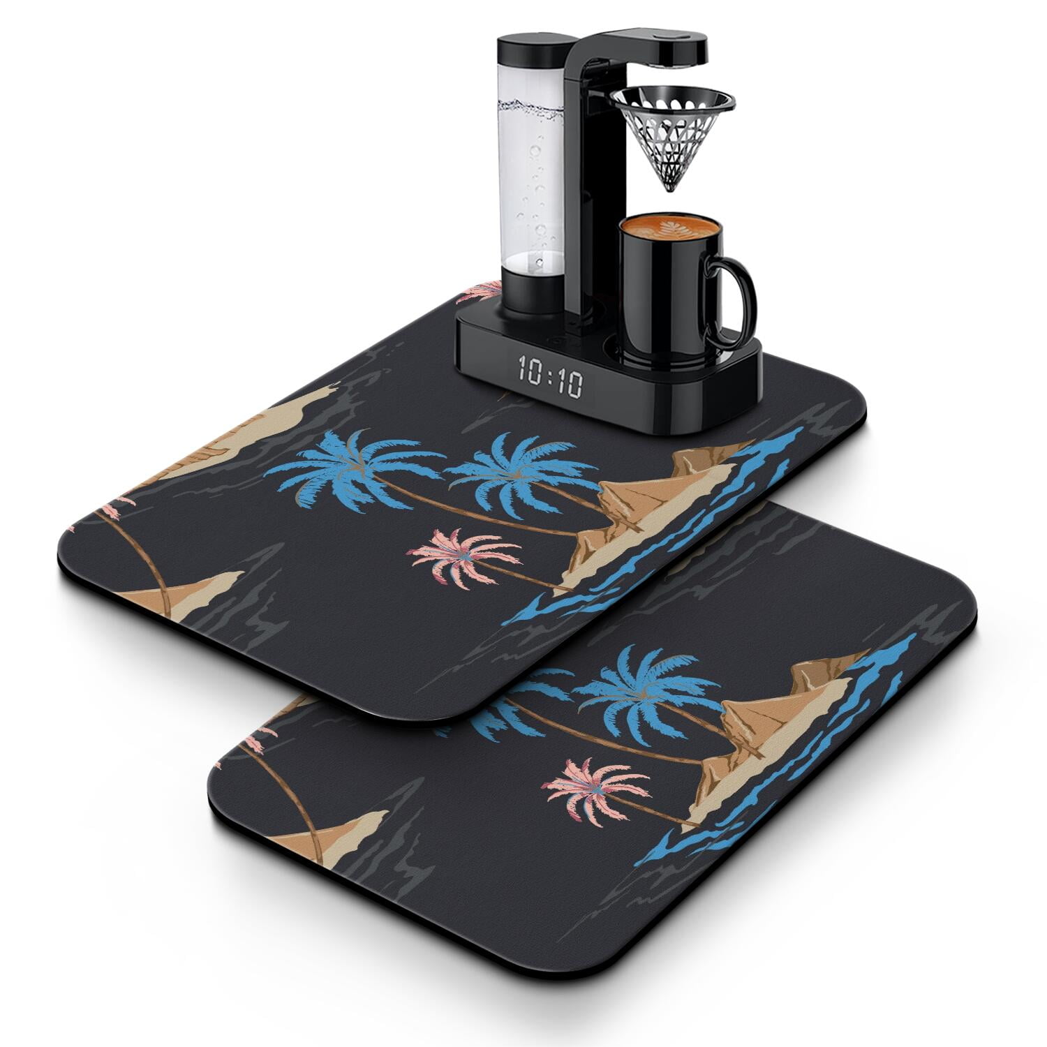 2pcs Tropical Jungle Coffee Maker Mat, Artistic Hawaiian Print, Multi ...