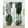2pcs Tropical Leaf Curtain Green And White Plant Palm Summer Hawaiian ...