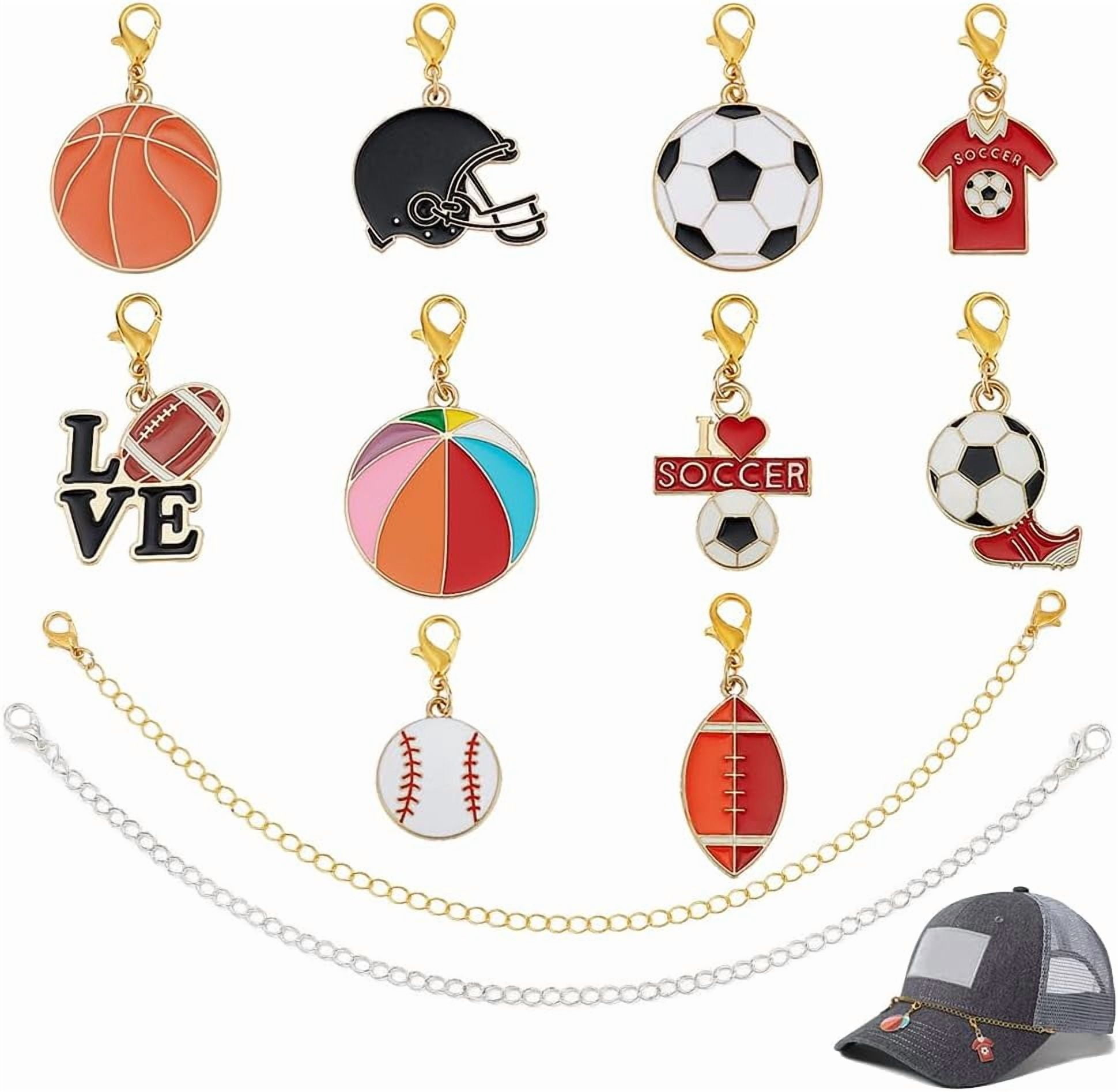 2pcs Trucker Hat Chains with 10 Enamel Ball Charms Detachable Sports ...