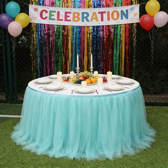 2pcs Tulle Table Skirt For Birthday Party 39.37inch, Ruffle Tutu Table ...