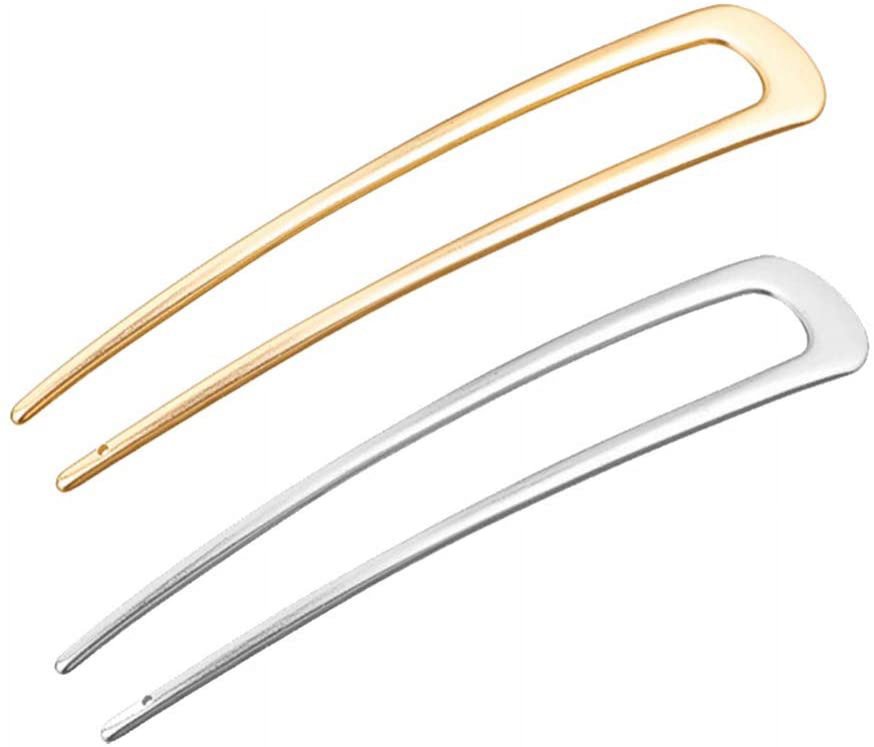 2pcs U-Shape Hairpins,Alloy Simple Hair Sticks Hair Pins Chignon Pin ...