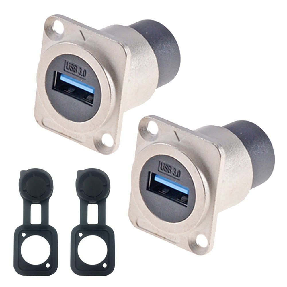 2pcs USB 3.0 D-type USB Panel Mount Female to Female Pass Through ...