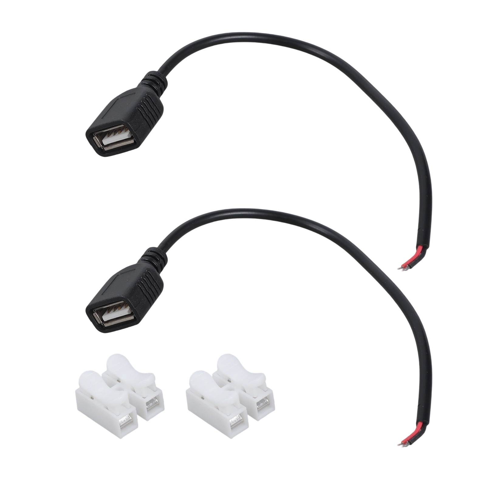 2pcs USB Female to 2Pin Bare Wire Pigtail Cable 5V Power Cord With ...